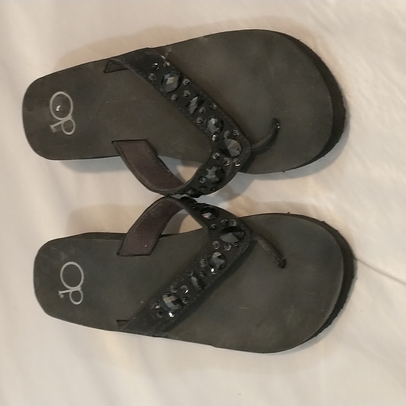 OP | Shoes | Op Black Jeweled Thong Sandals 78 M | Poshmark